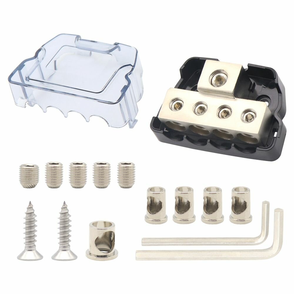 Блок распределения мощности, земля, усилитель: один вход 0 AWG, четыре выхода 4 AWG