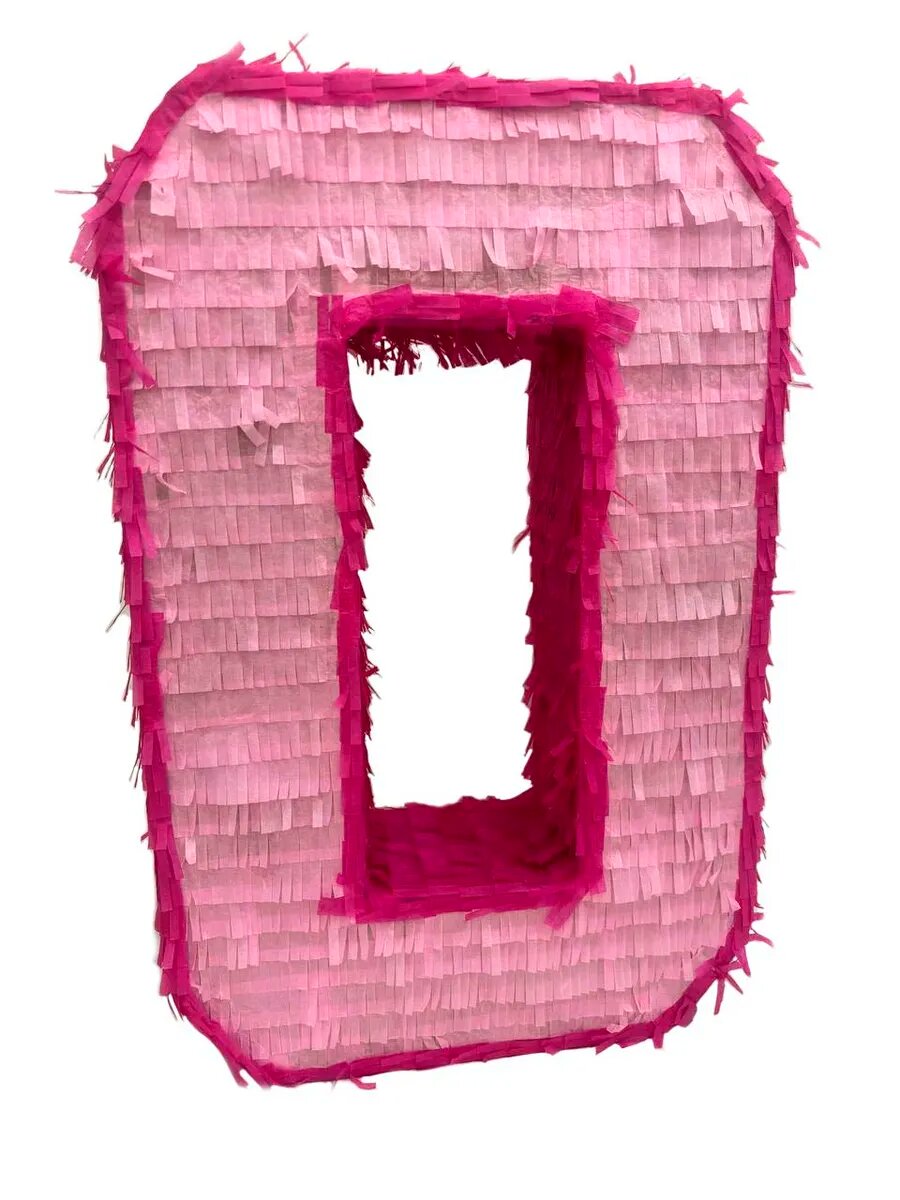 Пиньята Цифра 0, Розовая без наполнения и без биты для разбивания, Новый Год, День Рождения