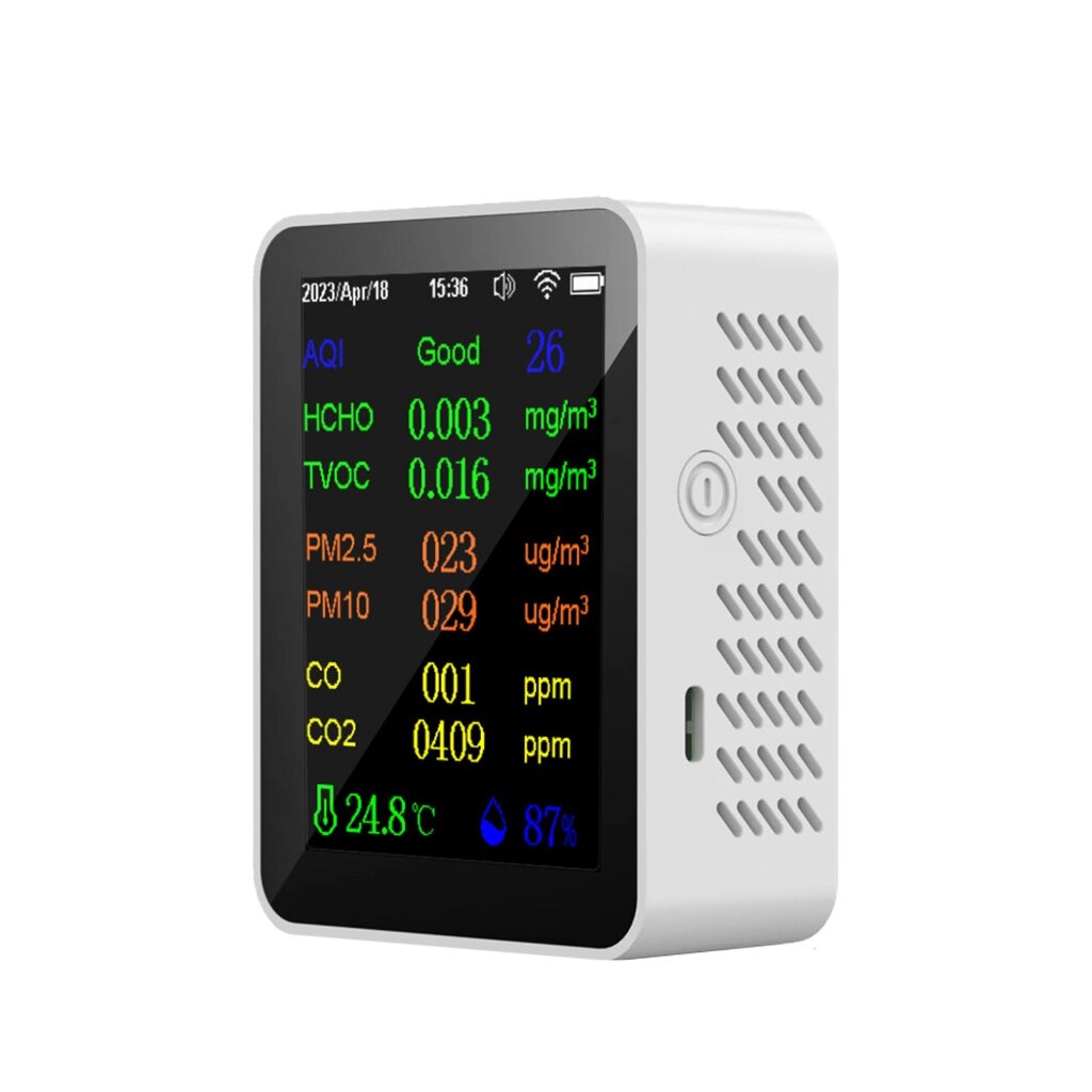 Детектор качества воздуха Датчики сигнализации Тестер температуры и влажности CO2 Анализатор для анализа состава воздуха в помещении