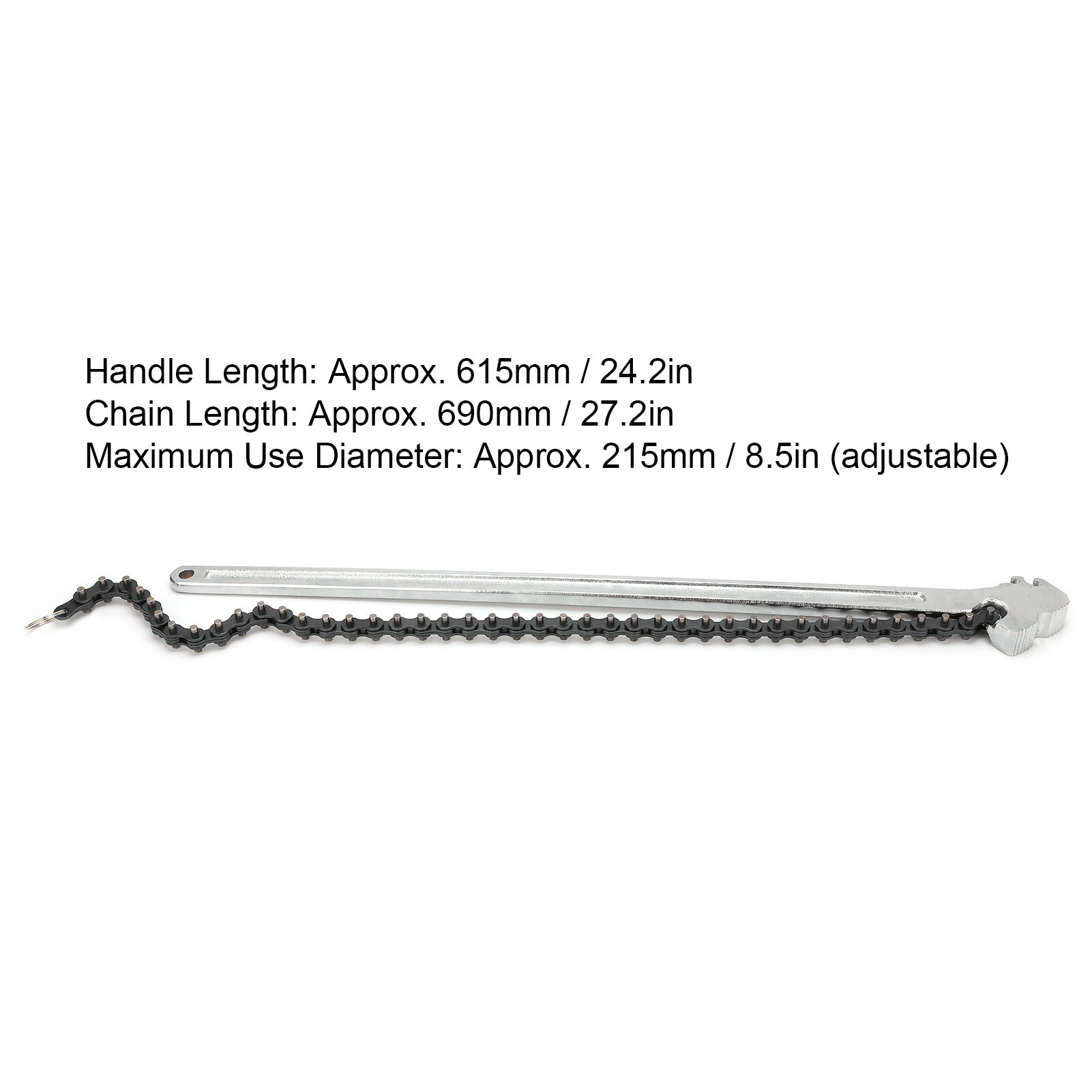 Цепной ключ 24 дюйма, шарнирный инструмент из хром-ванадиевой стали с регулируемым диаметром и длинной ручкой