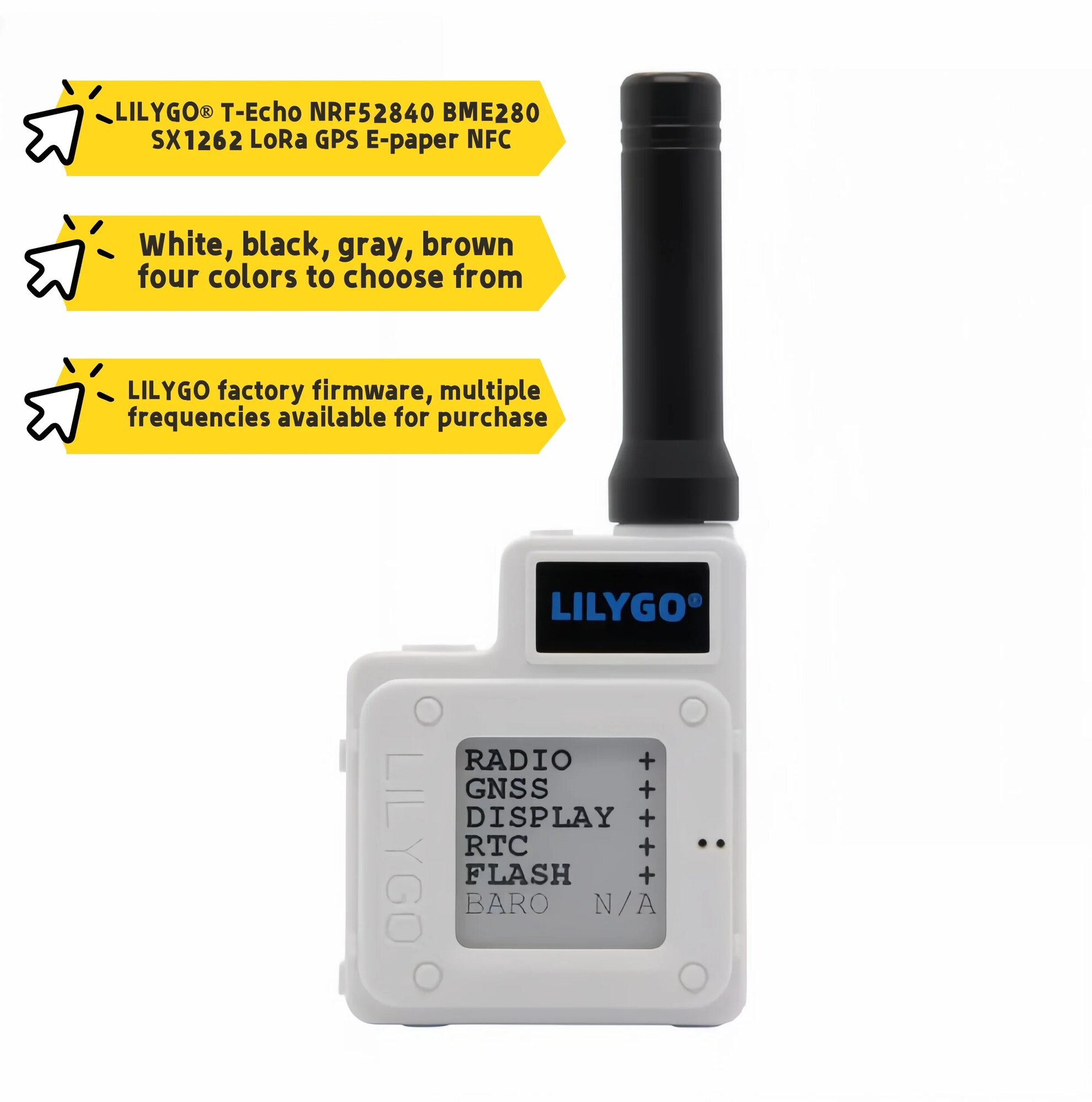 LILYGO® T-Echo LoRa GPS E-Paper NFC Модуль White, 868MHz