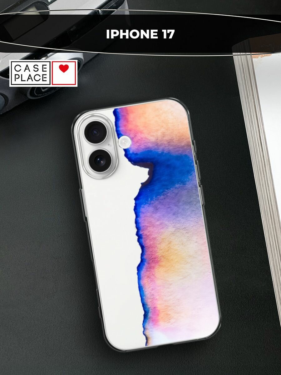 Чехол на Apple iPhone 17 / Айфон 17 с принтом Синяя акварель, прозрачный