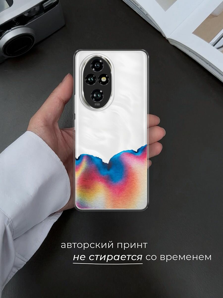 Чехол на Honor 200 Pro / Хонор 200 Про с принтом Акварельное сочетание, прозрачный — фото 1