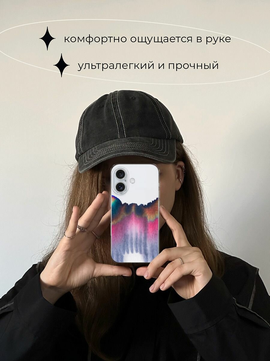 Чехол на Apple iPhone 16 / Айфон 16 с принтом Акварельная абстракция, прозрачный — фото 1