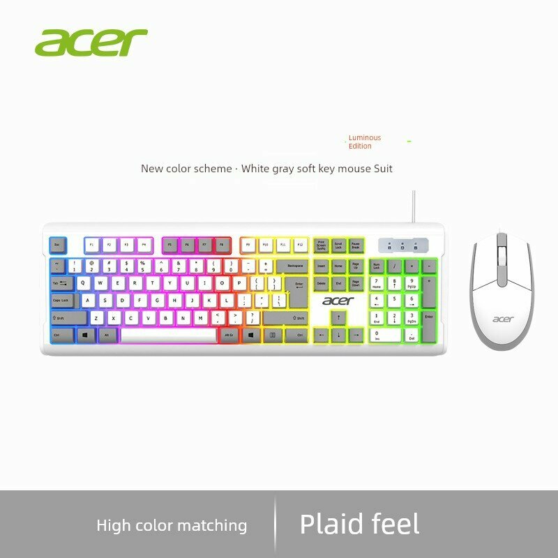 Бесшумный комплект клавиатуры и мыши Acer, проводной, с механическим ощущением, универсальный для настольных