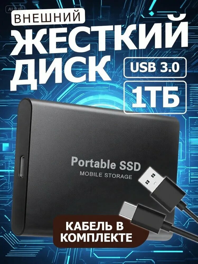 Внешний SSD-диск, ударопрочный, металлический, 1 ТБ, 2,5", тёмно-серый