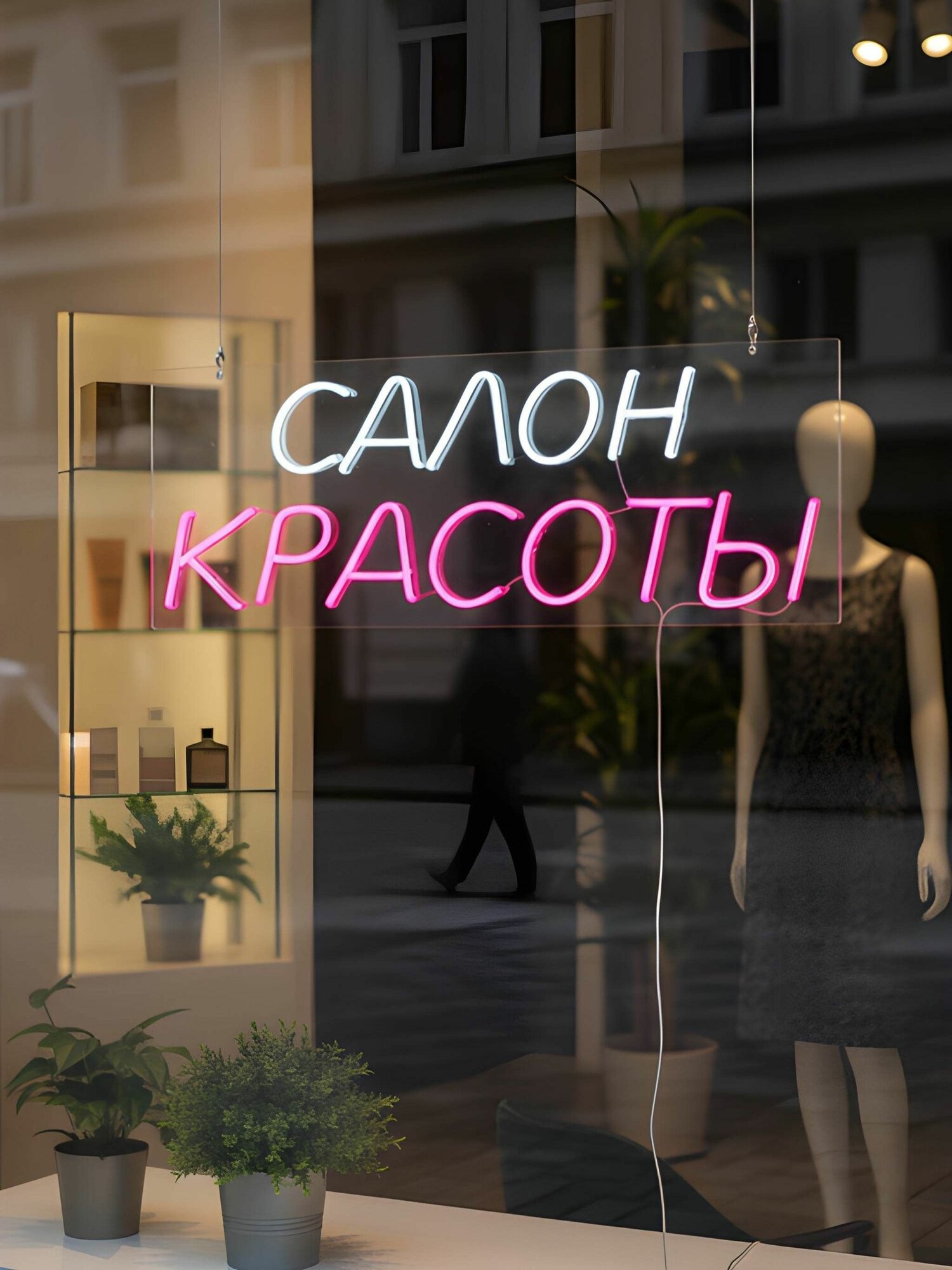 Неоновая вывеска "Салон красоты" 56х22 см, неоновая надпись, LED светильник для салона красоты