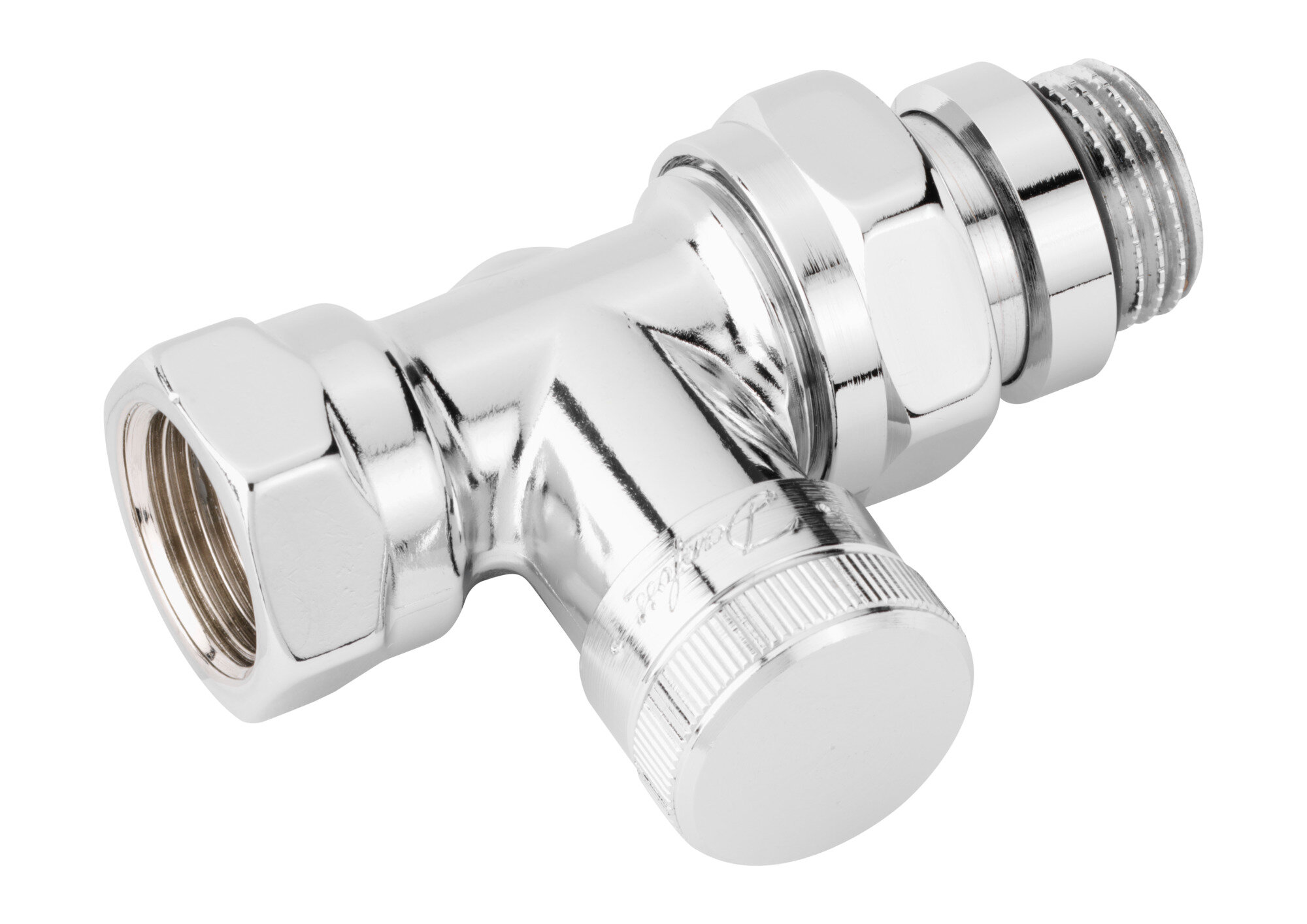 Запорный клапан Danfoss RLV-CX 003L0274, для радиатора, прямой, хромированная поверхность