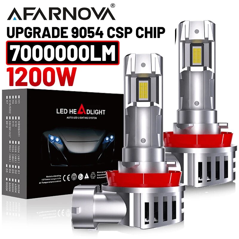 Светодиодные фонари высокой мощности H7 H4 H11 9005 9006 9007 9006 H1 9054 CSP Super 6500K Canbus Turbo Fan 1:1 Мини-размер Автолампы Plug&Play H4/9003/HB2 Hi/Lo