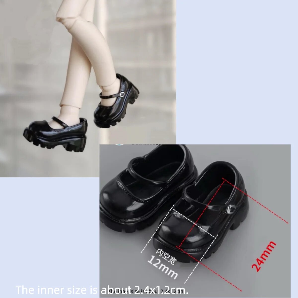 Туфли для кукол Blyth, Pullip, черные, 2.4см