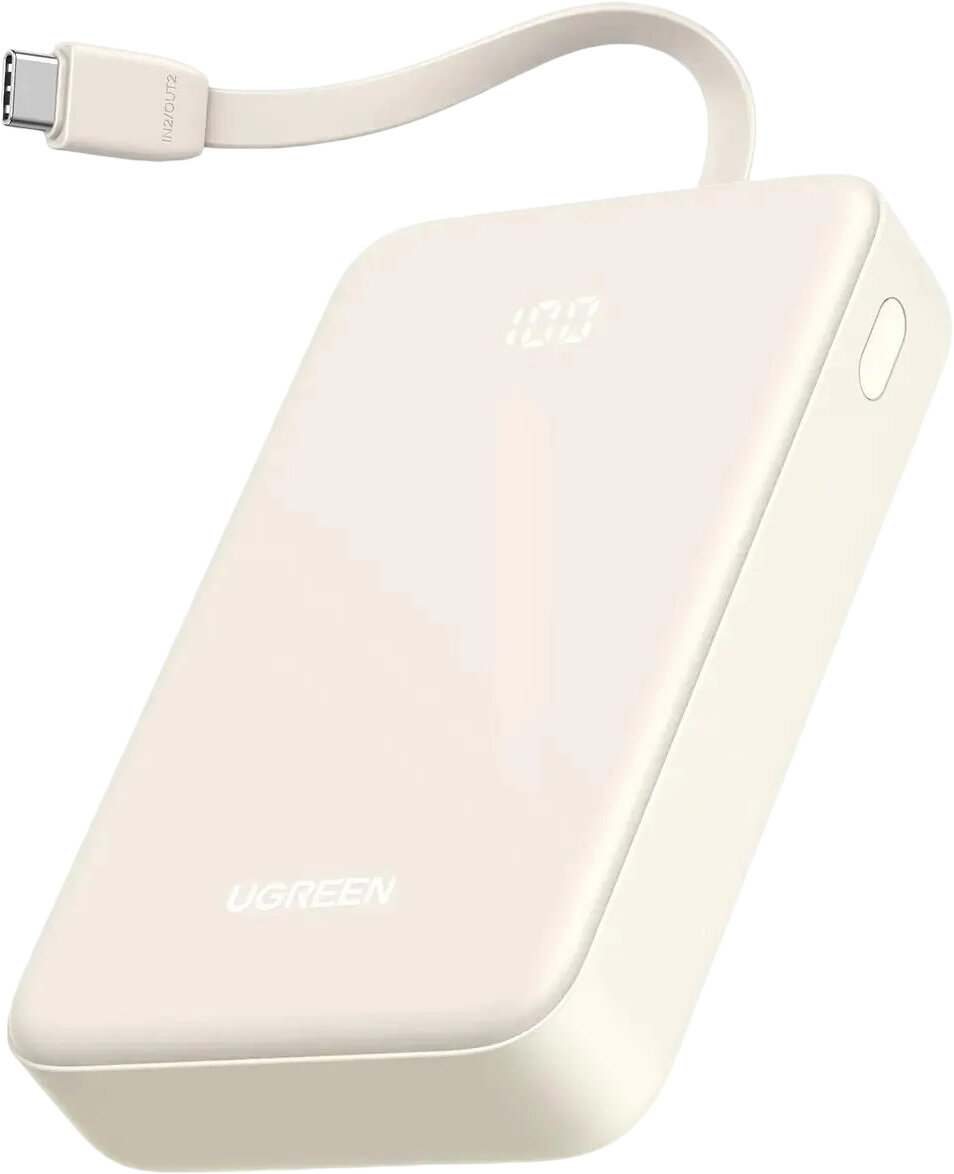 Внешний аккумулятор (Power Bank) UGREEN PB505 20000мAч, белый (35340), быстрая зарядка, дисплей, индикатор заряда