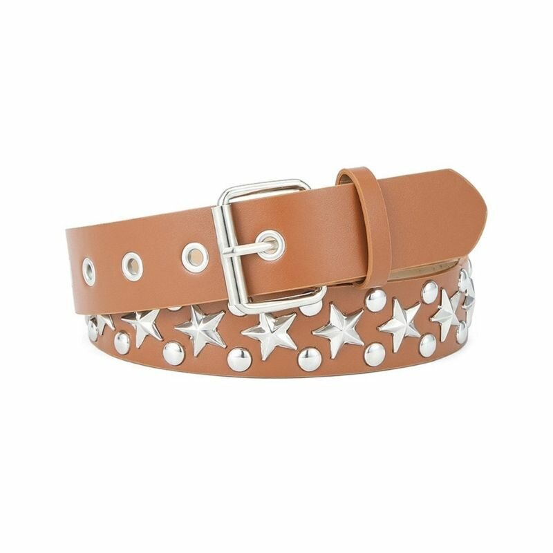 Пояс с заклепками в виде пятиконечной звезды-верблюжий