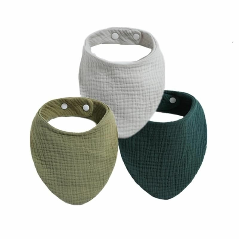 Детские хлопковые слюнявчики-банданы, 5