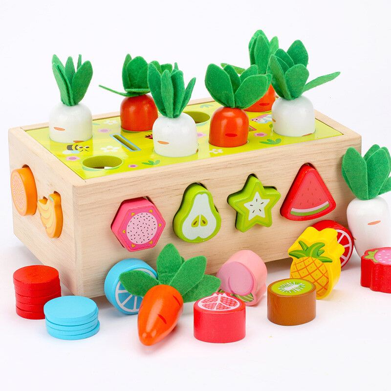 Развивающие блоки "Farm Intelligence", деревянные, в форме фруктов, с монетным управлением