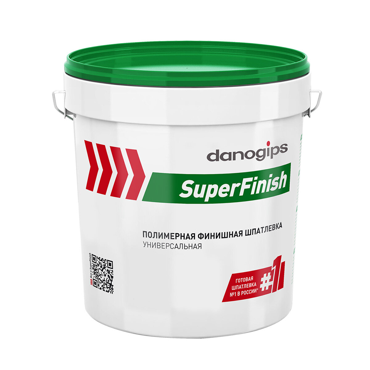 Шпатлевка финишная Danogips полимерная "Superfinish", 17 л, 28 кг, зеленая крышка