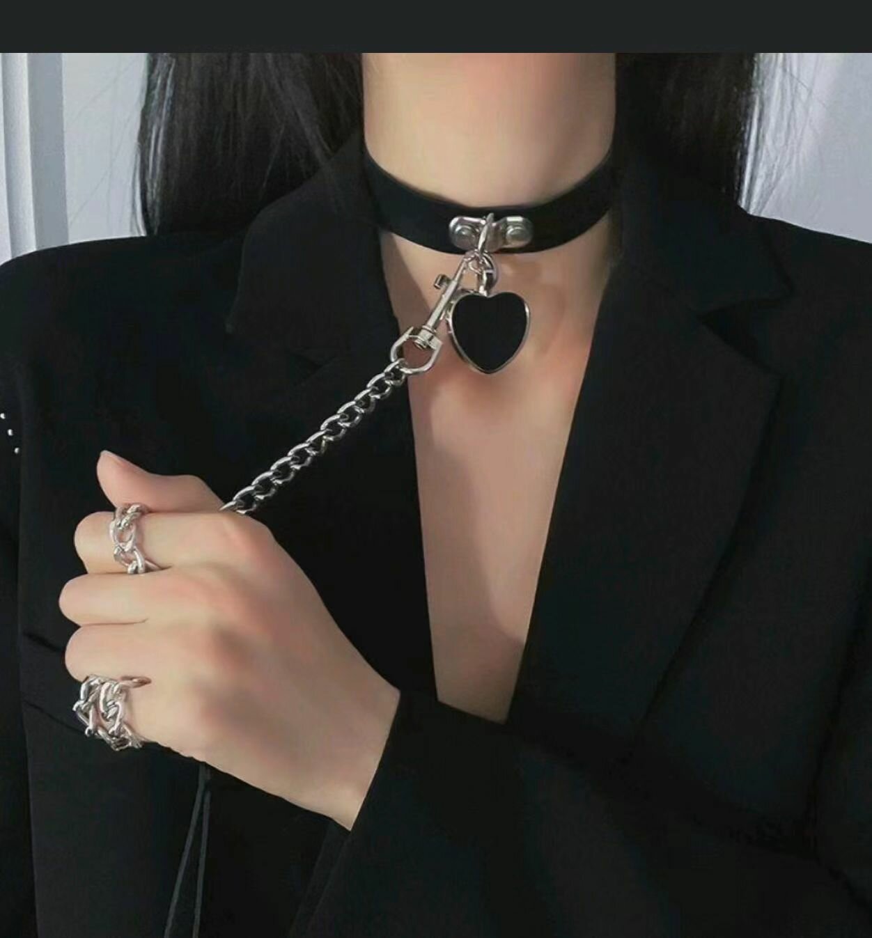 Ошейник с поводком для БДСМ, BDSM аксессуар черный, для пар, для ролевых игр, оковы для секса