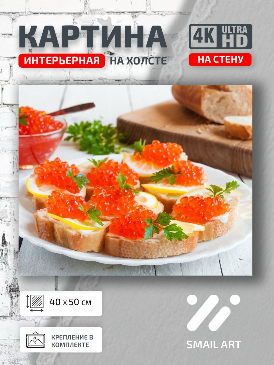 Картина на холсте интерьерная 40 на 50 на стену Завтрак Food для офиса кулинария интерьер