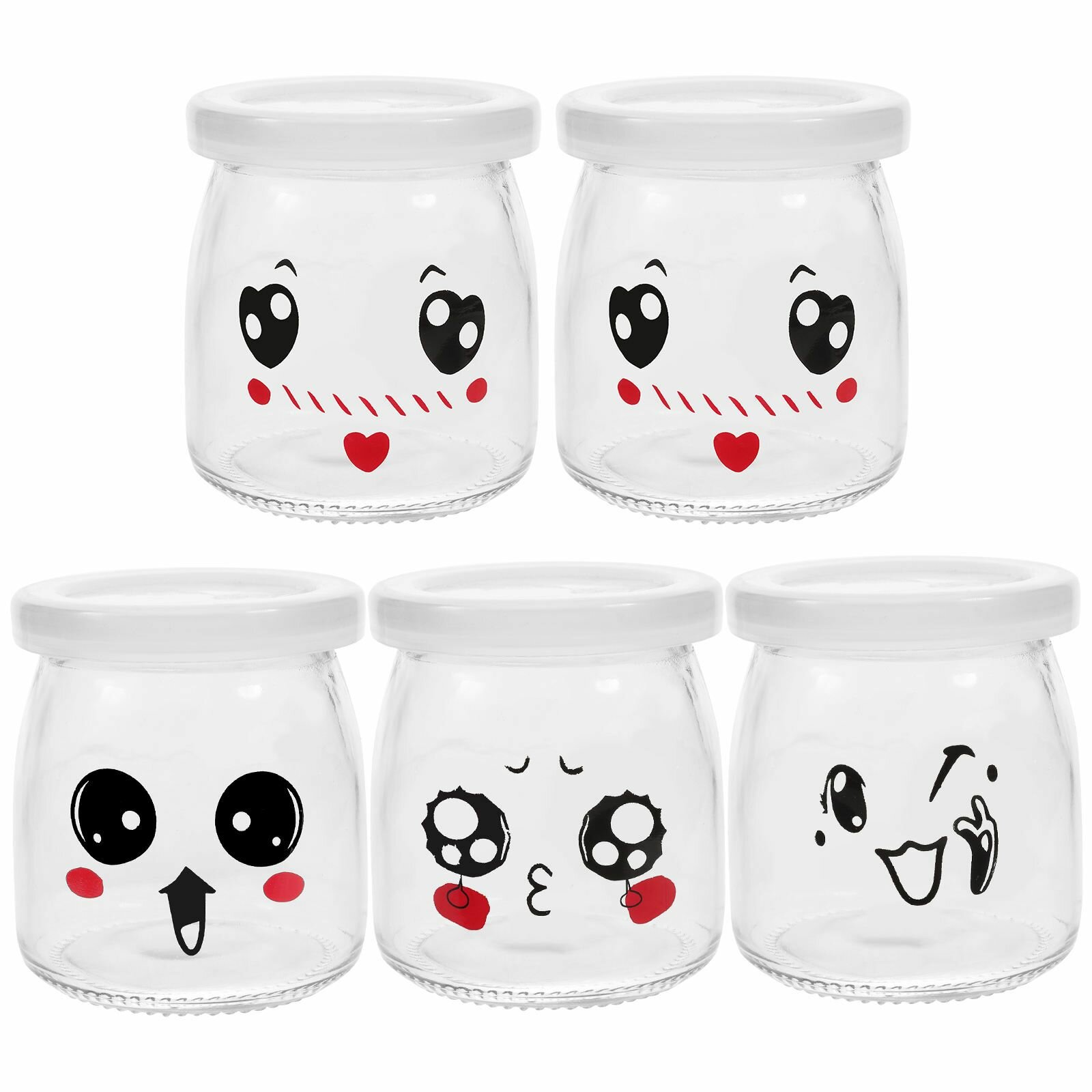 Стеклянные Баночки Для Йогурта 5 Штук Объемом 200мл Красивое Хранение Десертов 7.9X7X6.7см