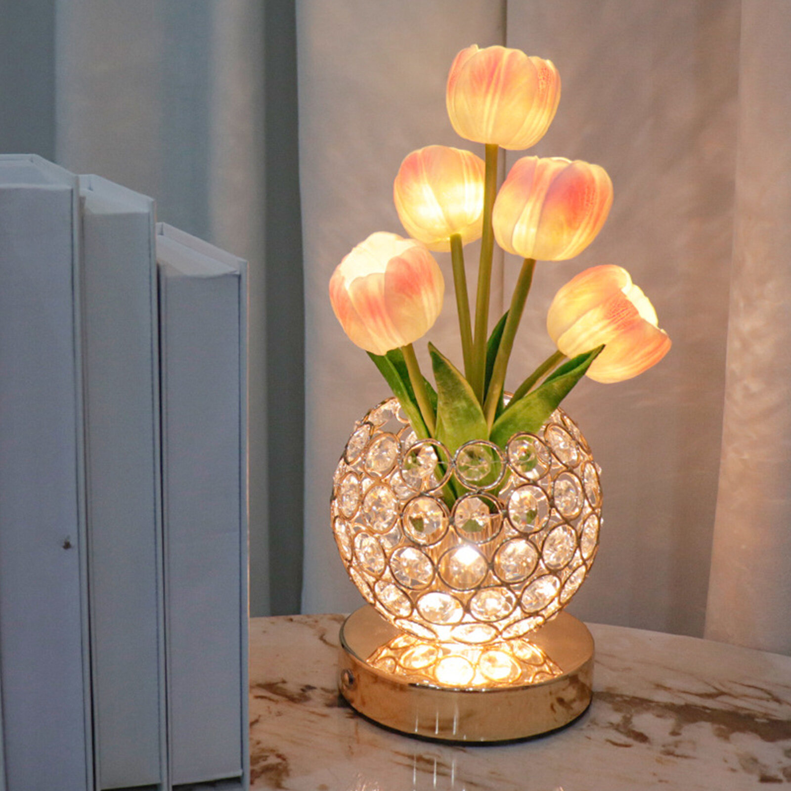 Ночной светильник Tulip Light Luxury Decorative Table Lamp Sleeping Bed Lamp Crystal Ambiance Light 3 Color Temperatures (холодный белый/теплый белый/нейтральный свет) для гостиной, спальни, кровати