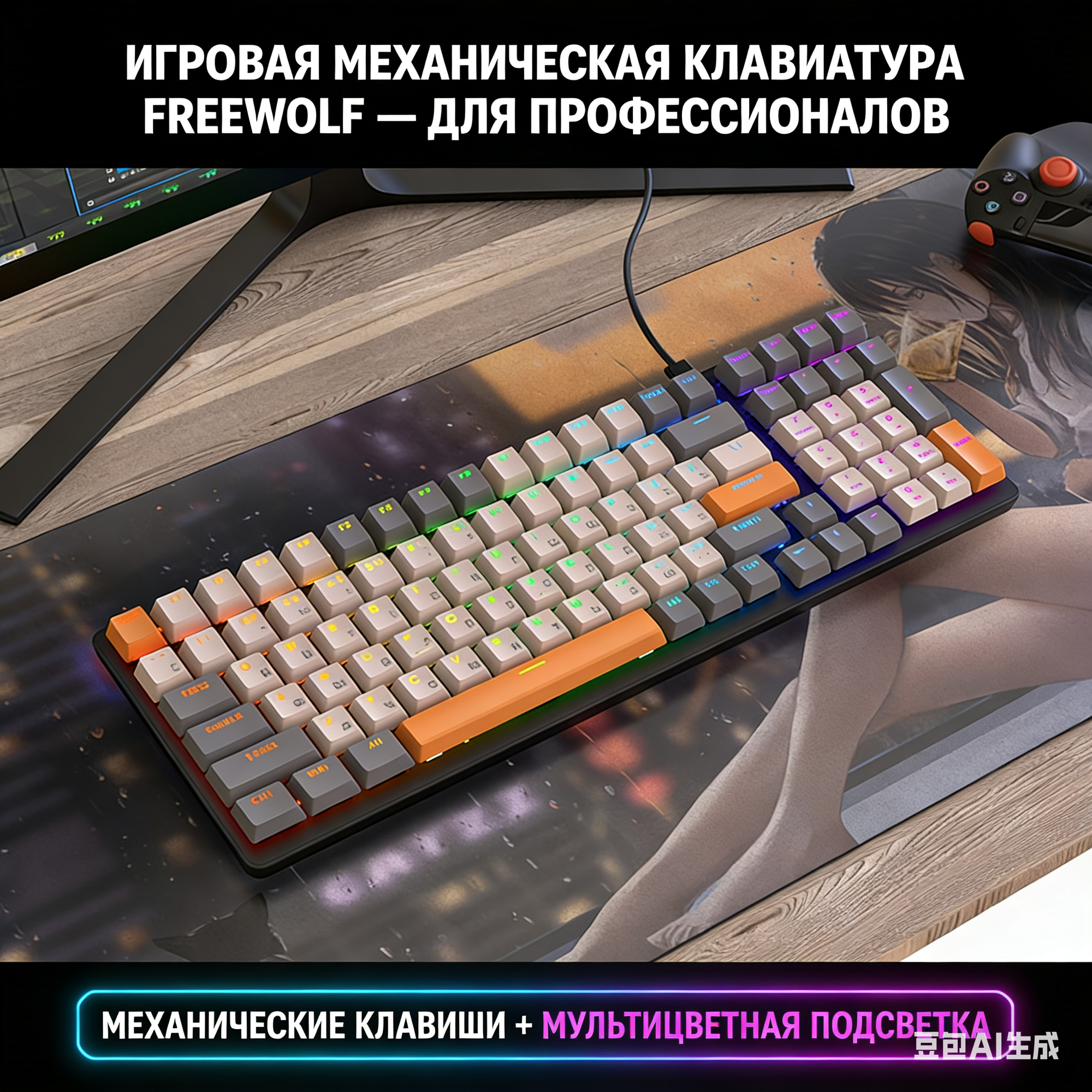 Free Wolf K3 - Полноразмерная Механическая Клавиатура для Комфортной Работы и Игр!