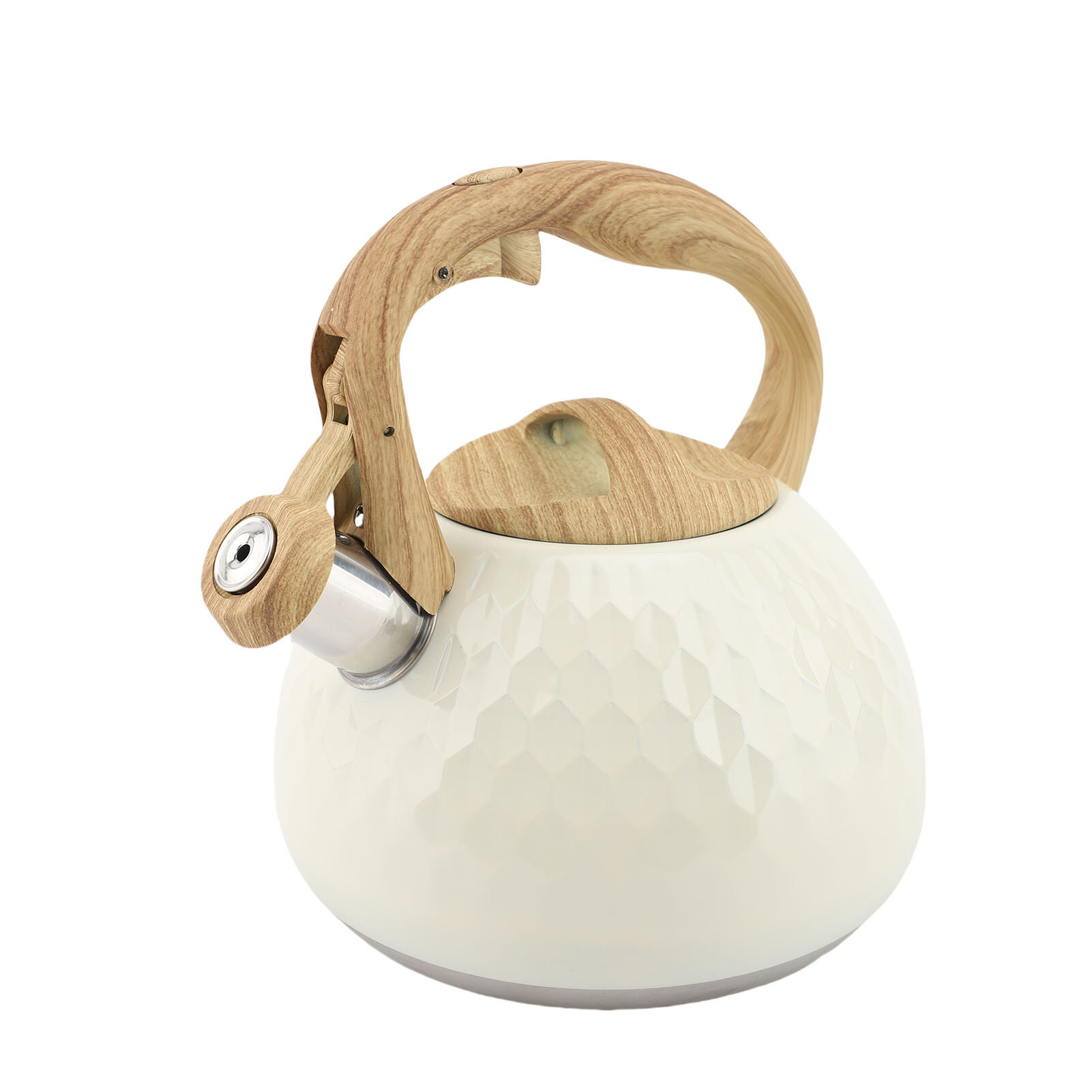 Чайник с плитой, кованый из нержавеющей стали, 3 л, чайник для быстрого закипания со свистком для газовой плиты, индукционная плита, белый