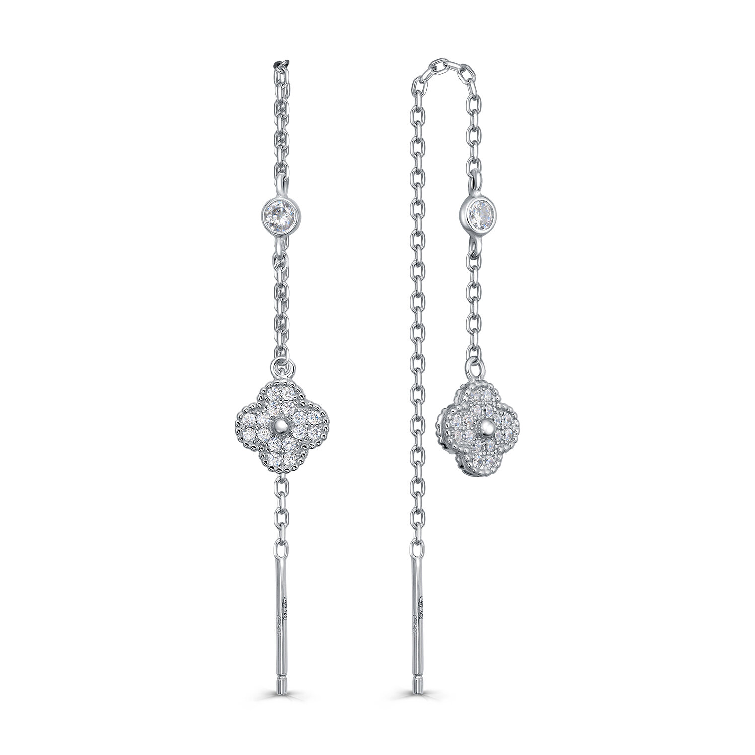 Подвеска для серег, серебро, 925 проба, фианит