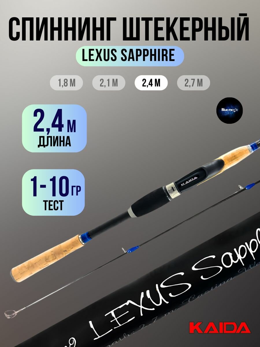 Спиннинг штекерный Kaida LEXUS Sapphire тест 1-10g 2,4м