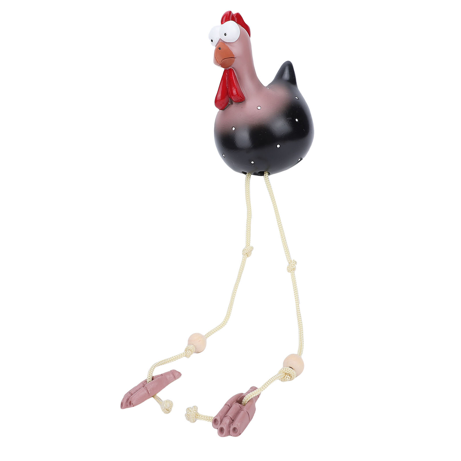 Забавная статуэтка цыпленка с большими глазами и свисающими лапками, из смолы, украшение для сада, двора, стола, черного цвета.