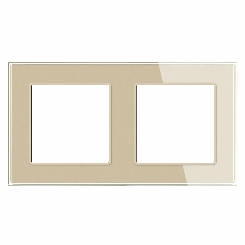 Рамка электроустановочная VISWE 2 поста153MM*82MM, закаленного стекла Золотой
