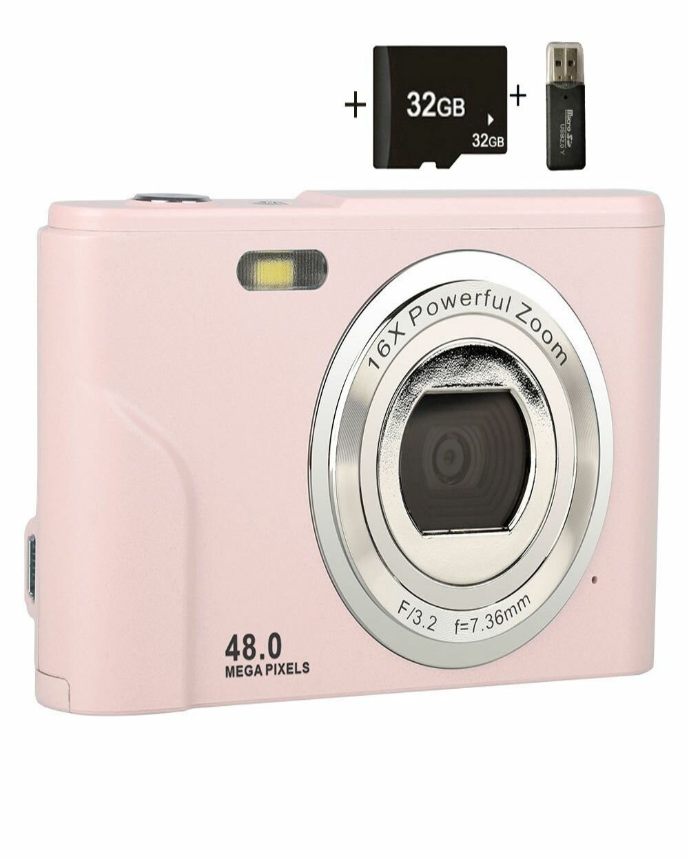 Цифровая камера для взрослых и детей с разрешением 1080P, 48-мегапиксельная камера для видеоблога с 16-кратным цифровым зумом, компактная камера для наведения и съемки с защитой от сотрясений