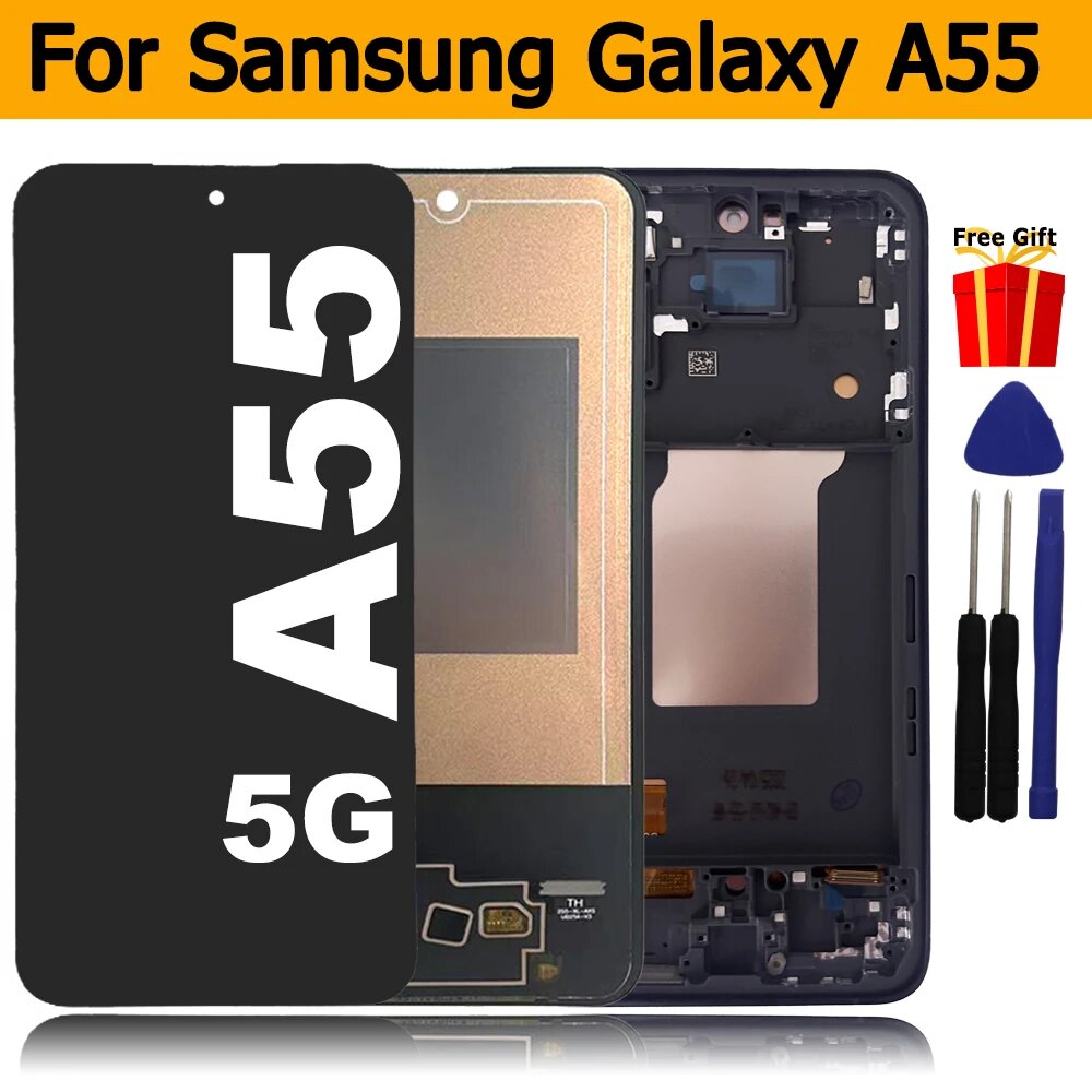 6,6-дюймовый AMOLED-дисплей для Samsung Galaxy A55 5G, сенсорный экран, дигитайзер AMOLED with Frame
