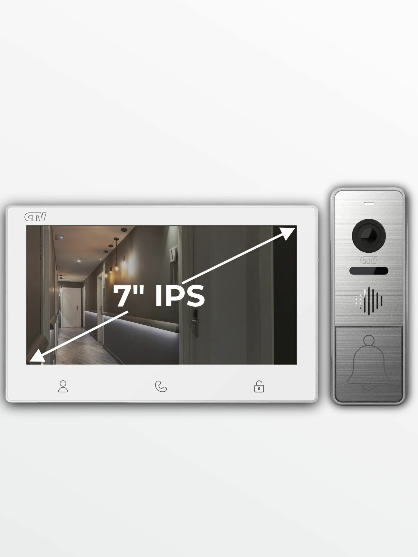 Комплект видеодомофон для квартиры: аналоговый монитор 7" CTV-M3712 Astra + вызывная панель CTV-D4005, для дома или офиса, удаленное открытие замка, подключение к подъездному домофону