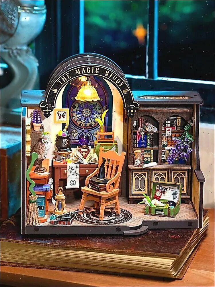 Без клея, Подарочный Интерьерный конструктор, Rolife Румбокс The Magic Study, DG166