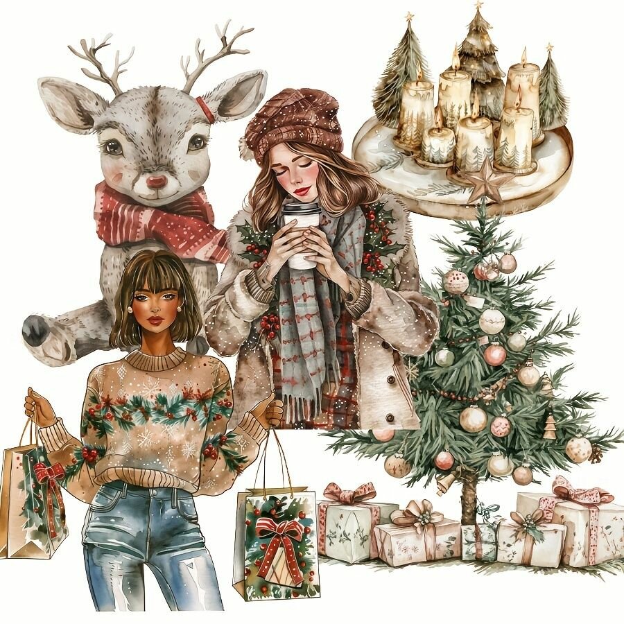 Набор сезонных стикеров для скрапбукинга и декора, 93-105 шт, праздничные мотивы Хэллоуин Новый год Рождество весна лето осень зима, наклейки для дневника альбома открыток поделок