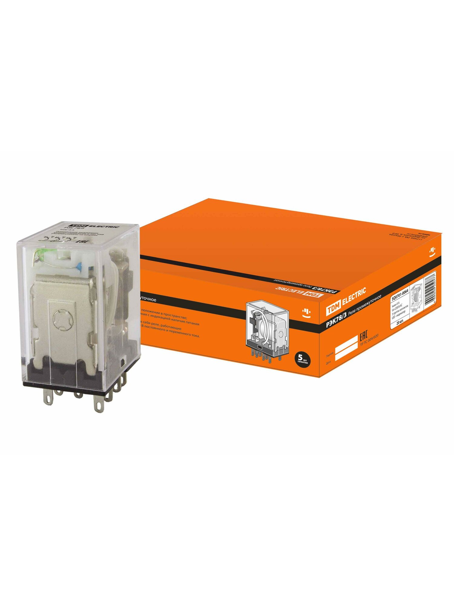 Набор Реле РЭК78/3 с инд. 5А 230В AC TDM {SQ0701-0064} 1 шт (2 шт)