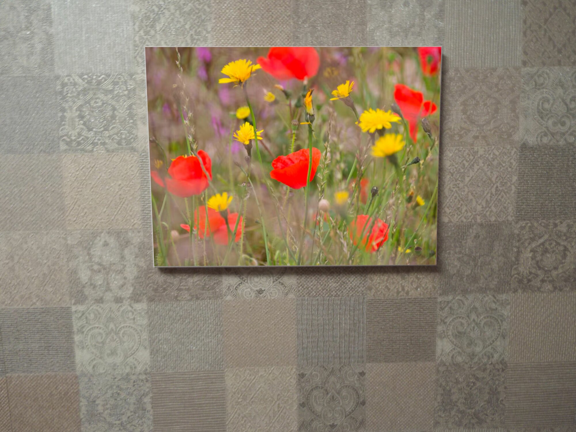 Картина на холсте, на деревянном каркасе. "Луговые цветы маки." 40 х 30 см.