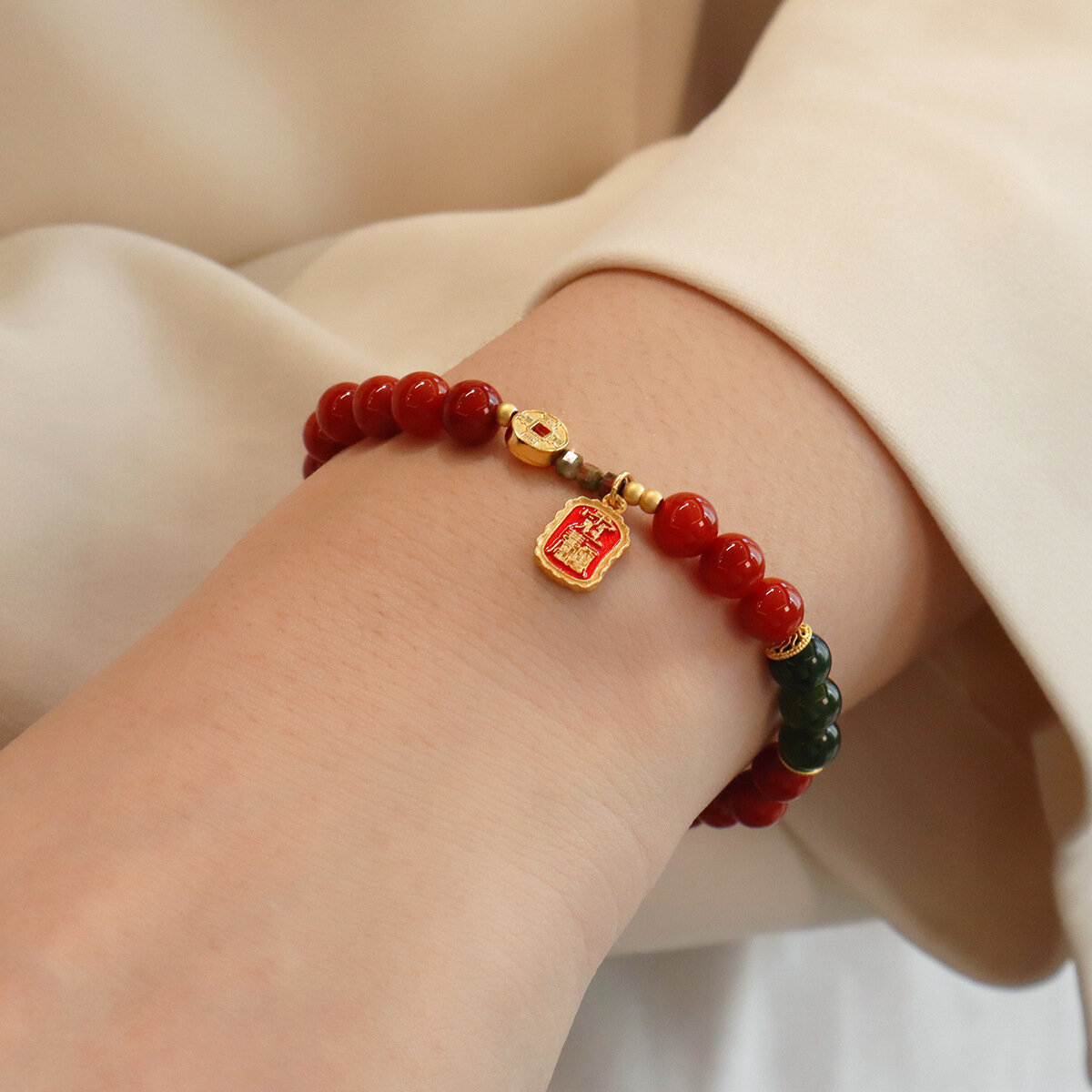 Браслет для гадания, YM Mall из агата и цветом Камень Привлекает свежесть и удачу