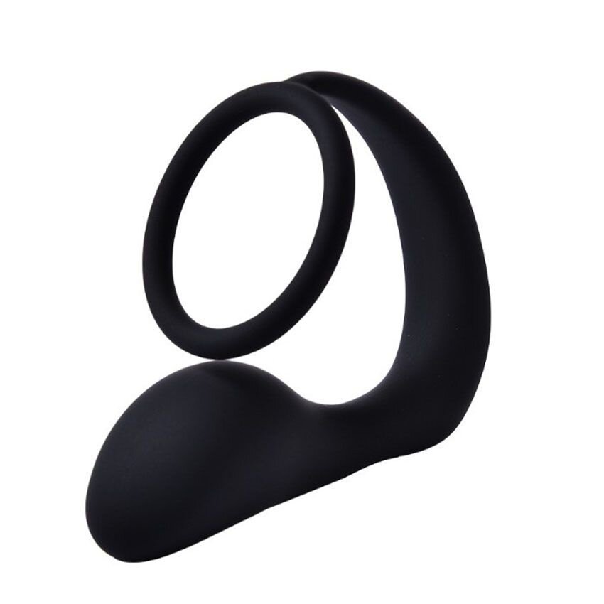Вибратор массажер для секса с кольцом задержки простаты мужской черный