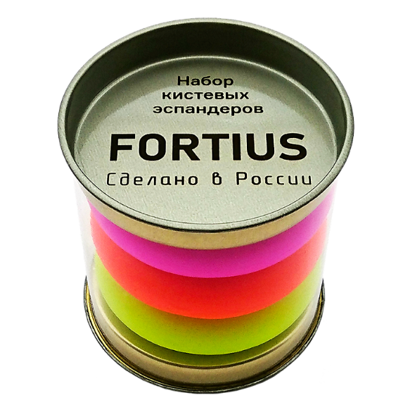 Набор кистевых эспандеров "Fortius" Neon, 3 шт. (10,20,30 кг) (тубус)