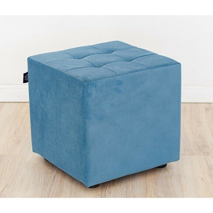 !09 Пуф «Сидней лайт», 400 × 400 × 400 мм, велюр, цвет синий