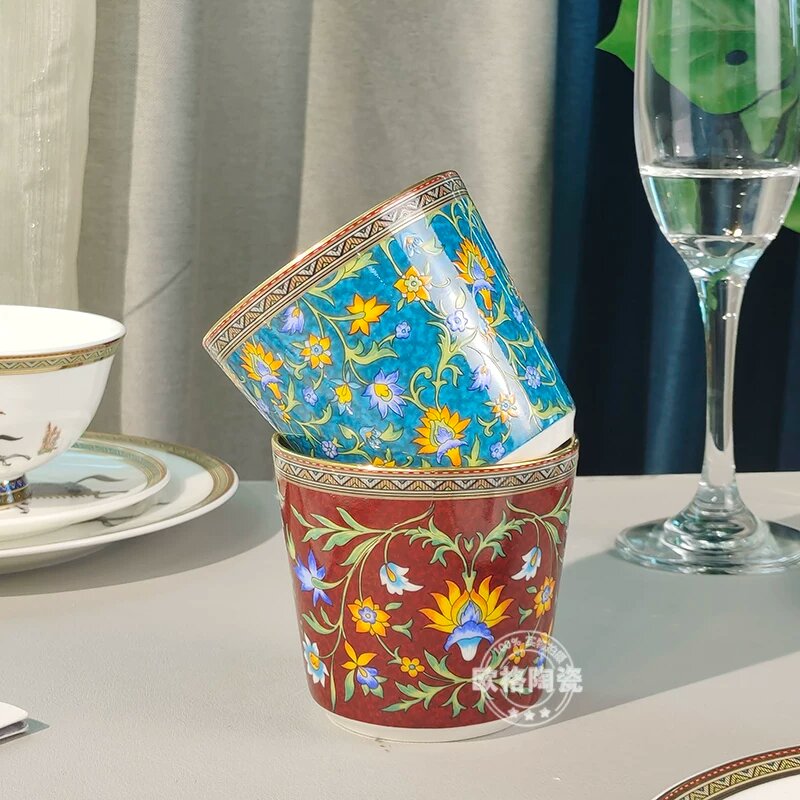 Набор из шести маленьких керамических чашек для чая в турецком стиле, мини-чашки для дома и офиса, ретро-чашки для кофе