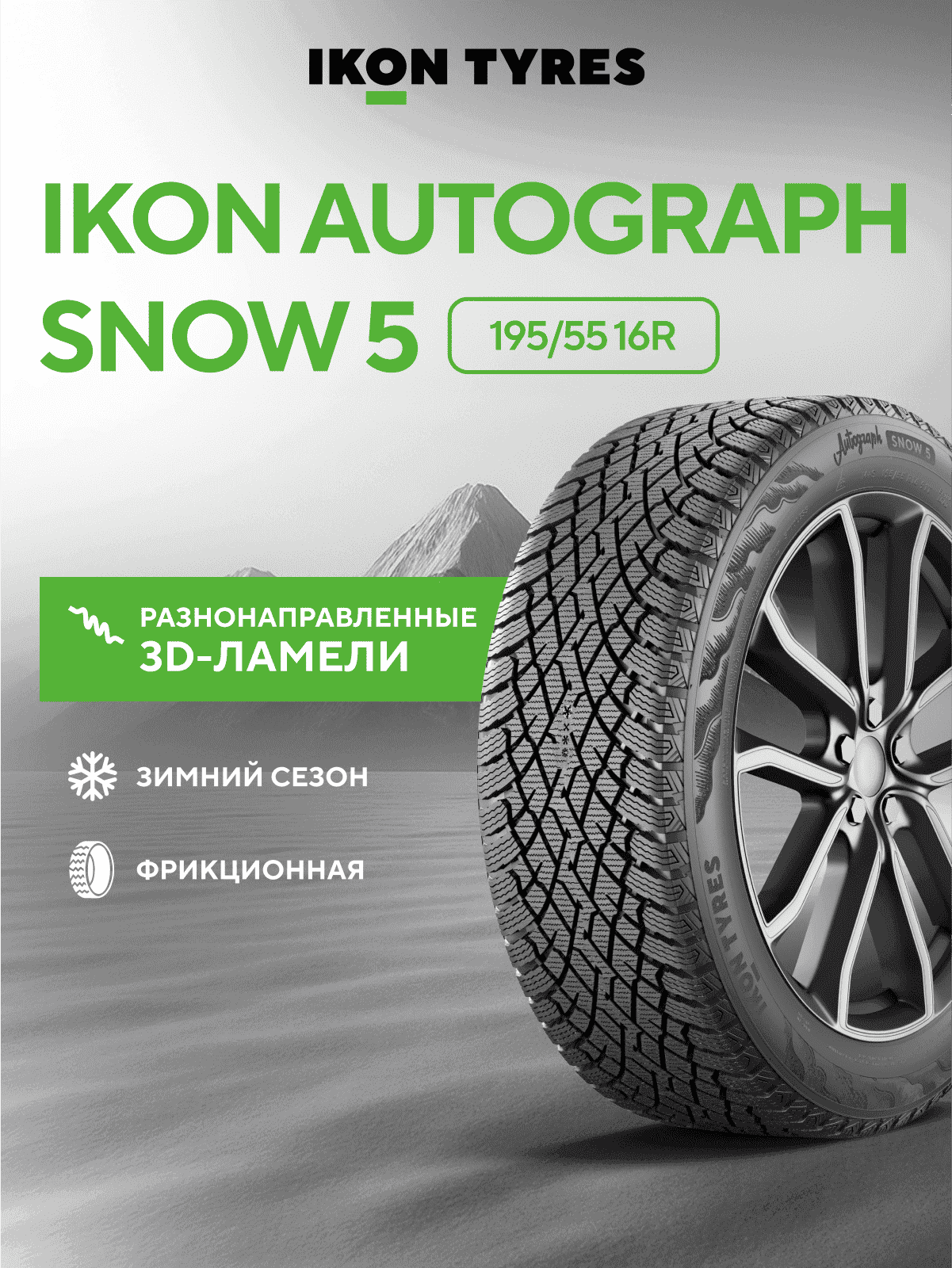 Шины Зимние нешипованные Ikon Tyres Autograph Snow 5 195/55/R16