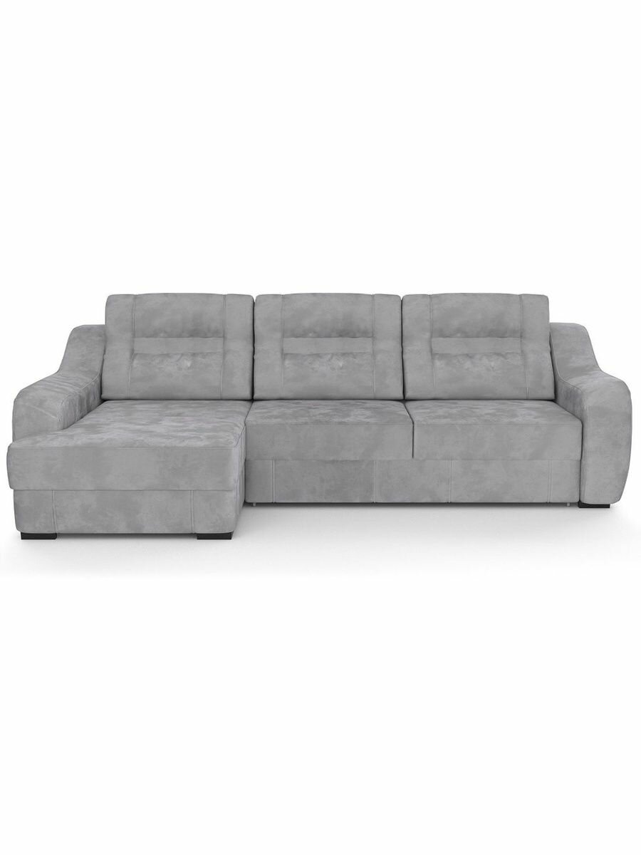 Угловой диван-кровать, раскладной, высоковыкатной, PUSHE Ройс, левый угол, серый Nebby 316