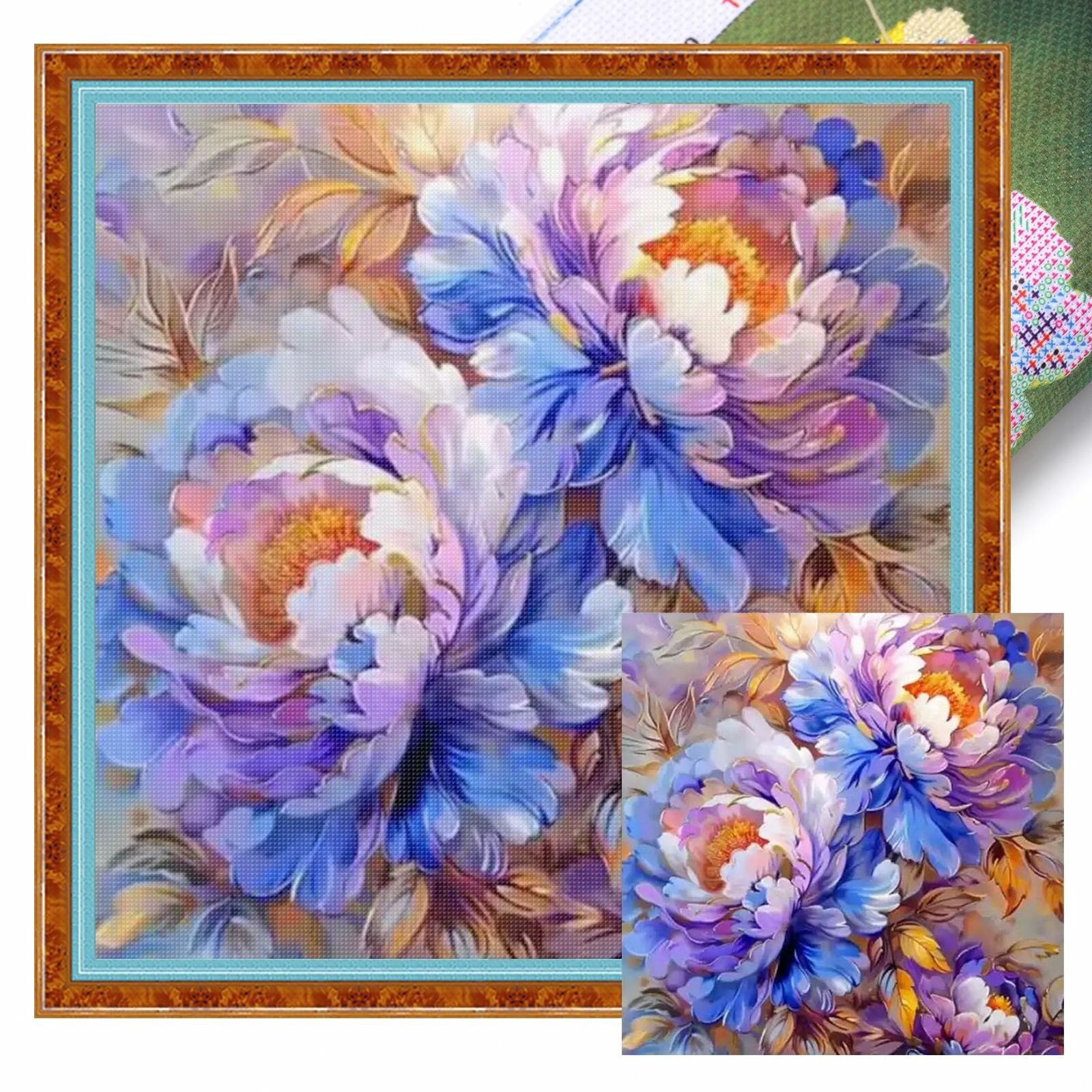 Эксклюзивный комплект для вышивки Мона Лиза 50x50 см, 11CT хлопок, цветочный