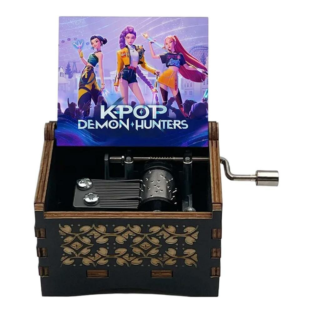 Деревянная музыкальная шкатулка с ручным заводом, резной дизайн