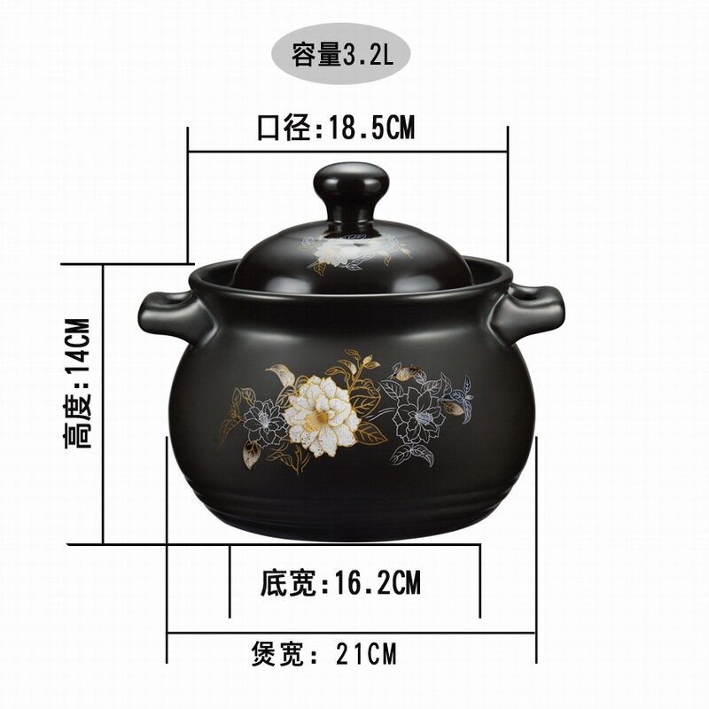 Керамическая кастрюля для тушения, устойчивая к высоким температурам, домашняя кастрюля для тушения, маленькая керамическая кастрюля с двумя ручками, каменная кастрюля для открытого огня