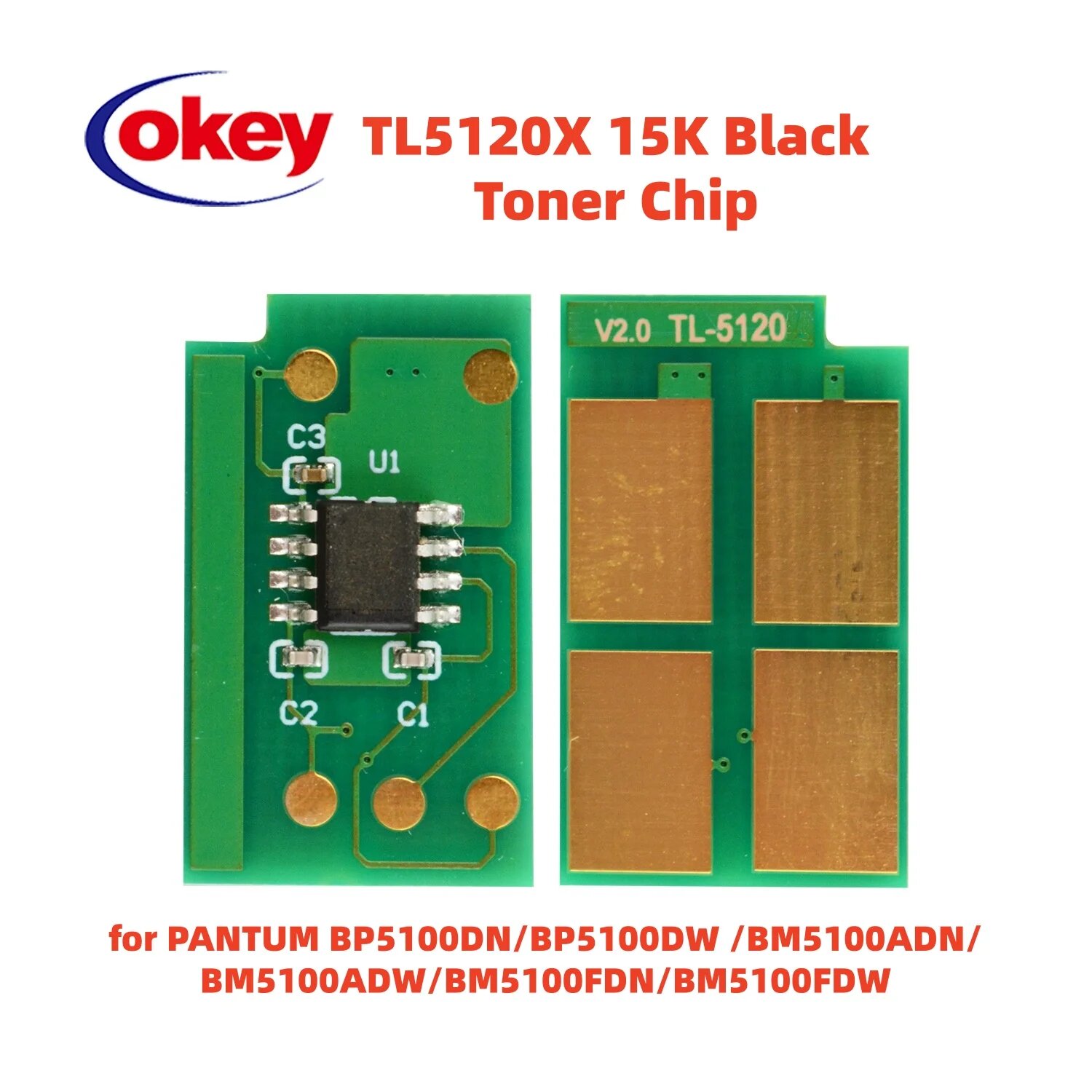 Комплект из 10 чипов тонера Cokey для принтеров Pantum 10x TL5120X 15K