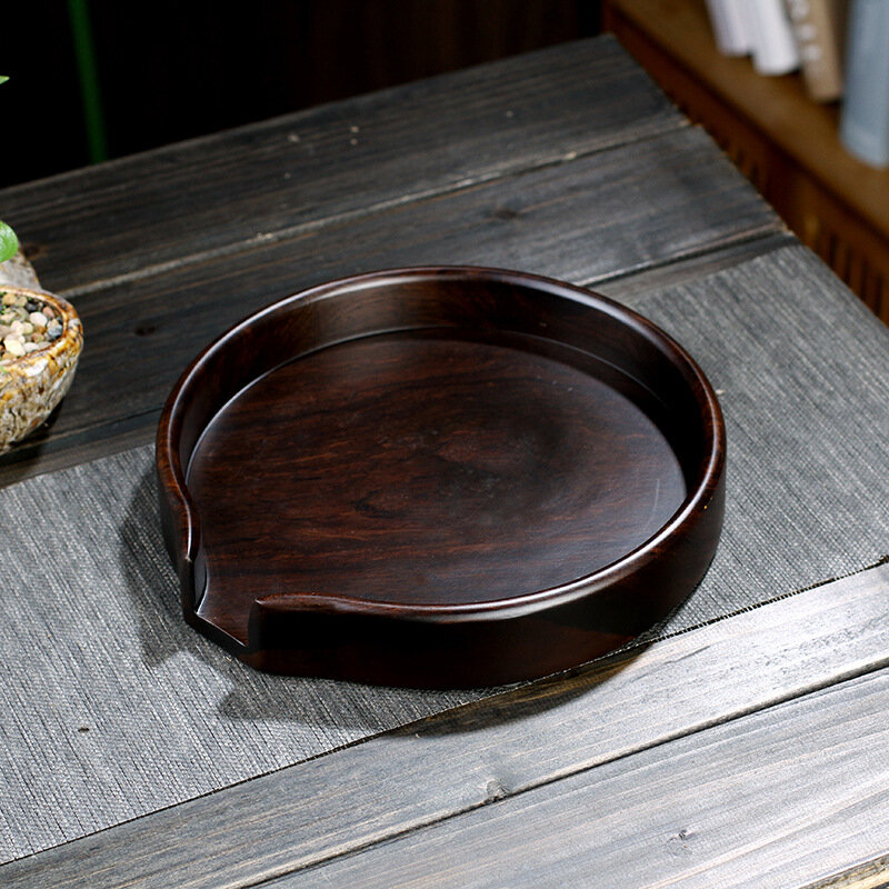 Черный эбеновый поднос для чая Пуэр, цельный деревянный разделитель для чайных пирожных, поднос для сухого заваривания чая, украшение для чайной комнаты, поднос для чая Пуэр