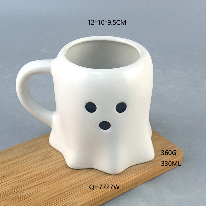 Милая керамическая кружка в виде привидения, расписанная вручную, украшение для вечеринки на Хэллоуин, оригинальная кружка для воды.