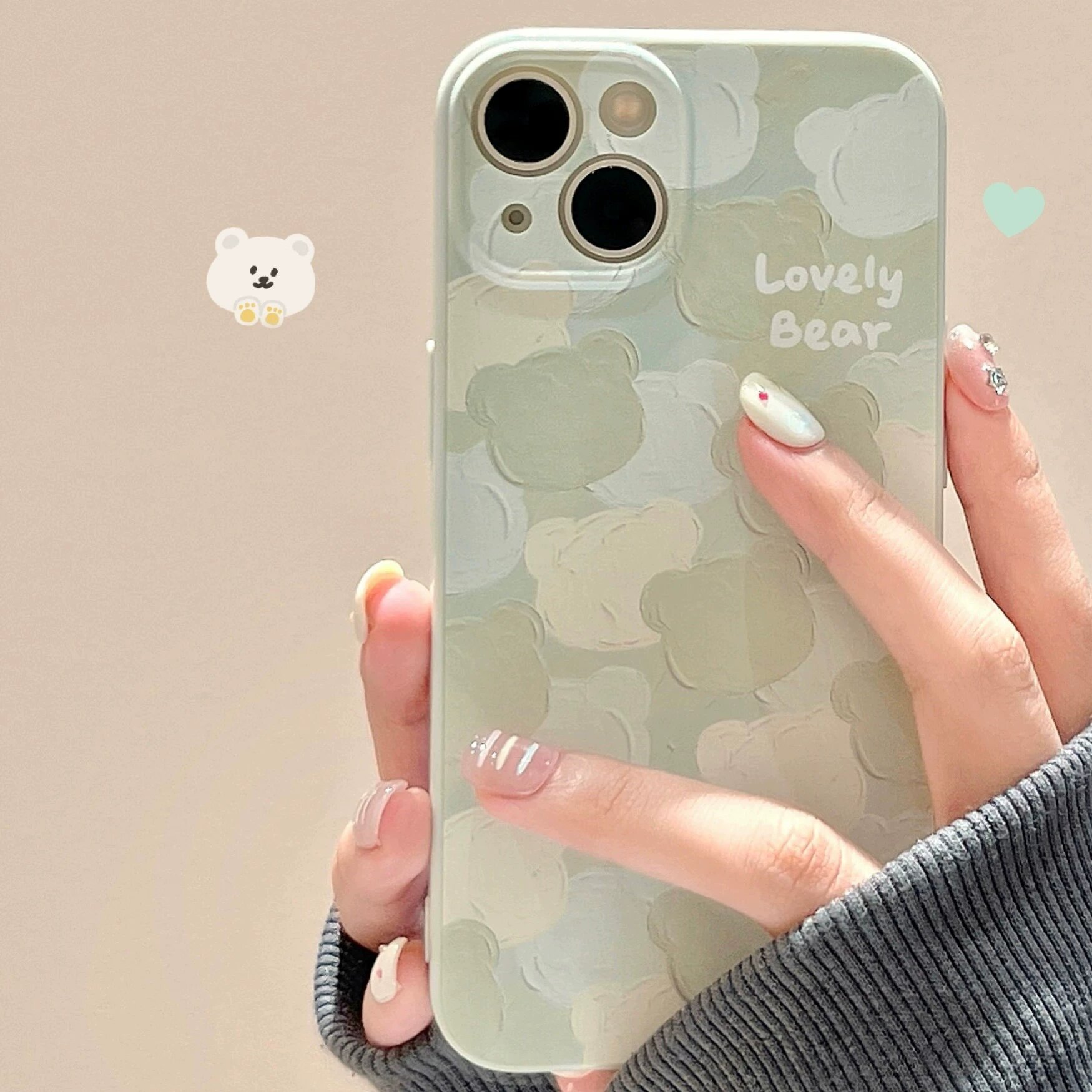 Чехол для телефона Apple 16 Pro Max, iPhone 17 с рисунком медведя в стиле масляной живописи, 15 забавных мультяшных, 14